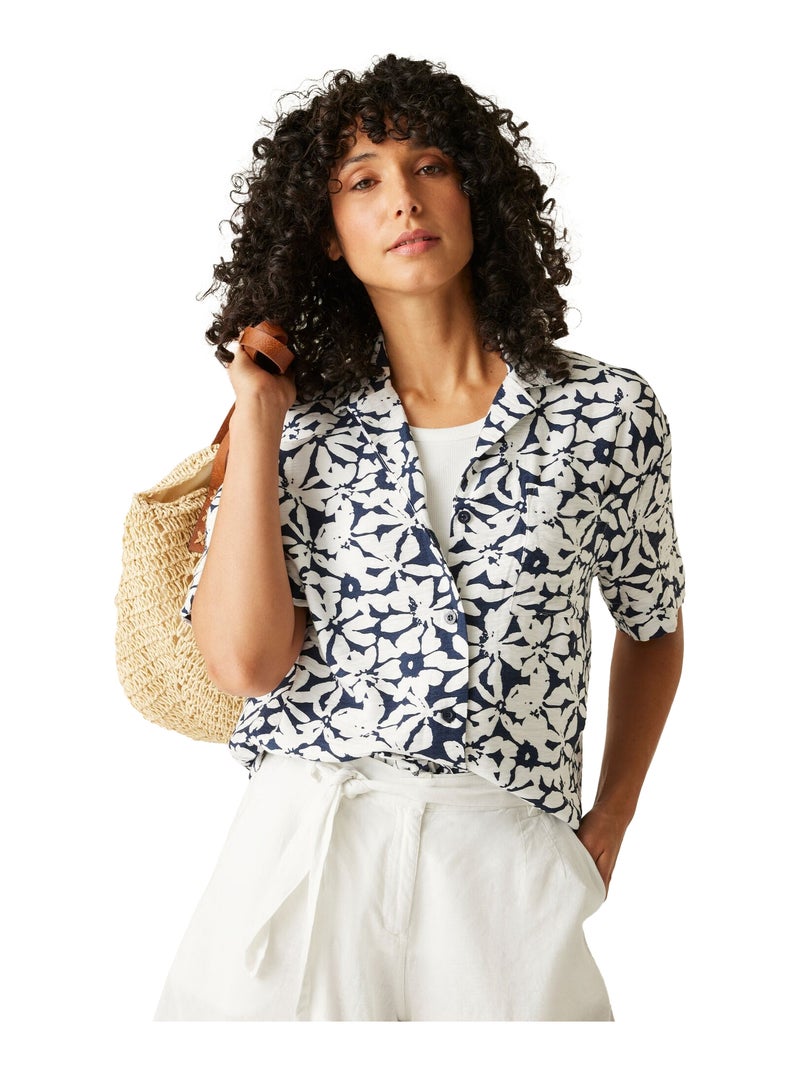 Regatta - Chemisier motif/style Grandes fleurs SALISE - Bleu Bleu marine Blanc - Femme - 16.99 ...