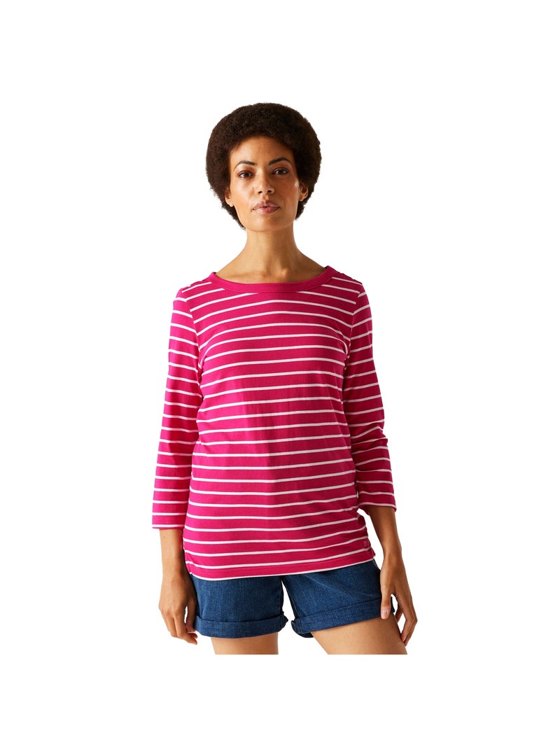 Regatta - T-shirt motif/style rayé BAYLETTE - Blanc Rose - Femme - 13. ...