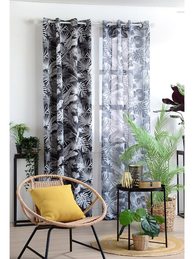 Rideau à œillets occultant 135x260 cm Brasil noir - Noir - Kiabi - nu€