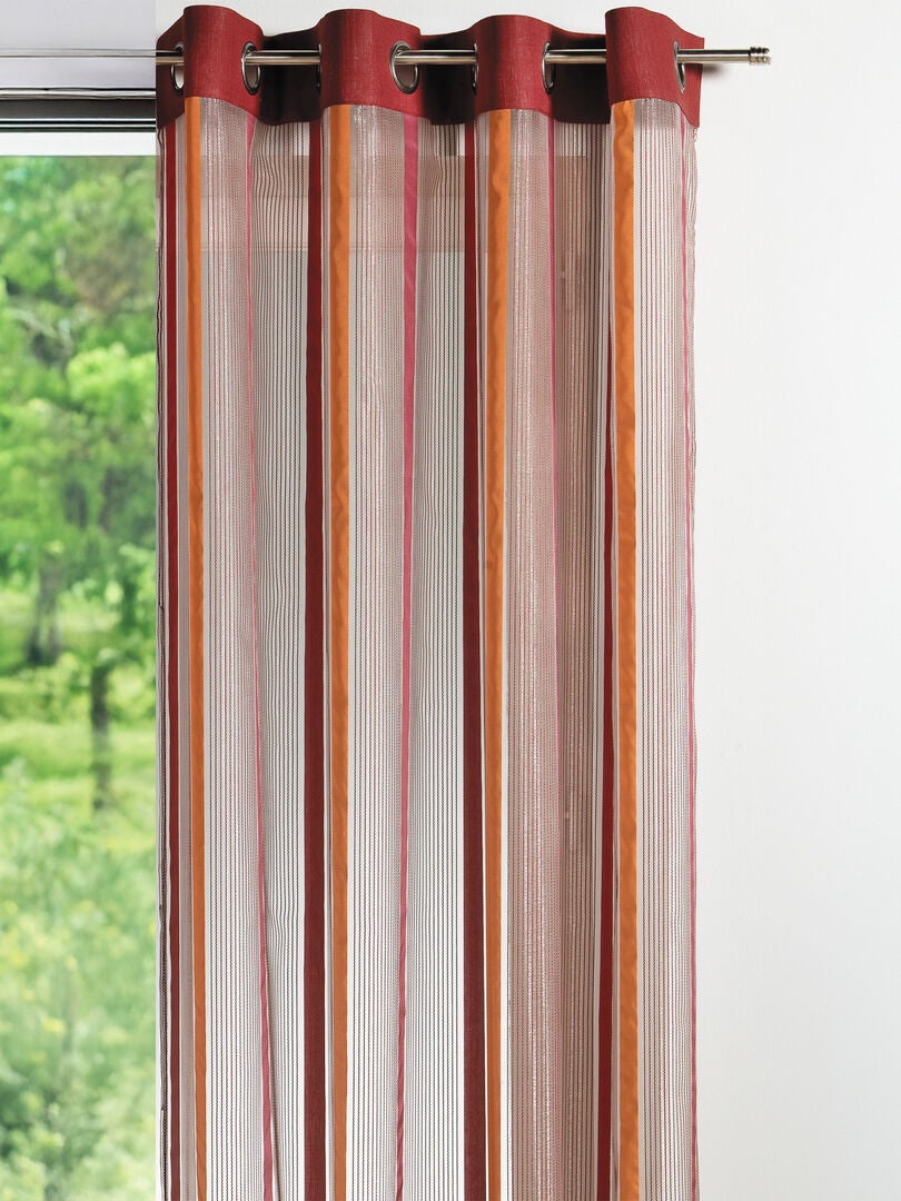 Rideau en organza à rayures verticales - Rouge brique - Kiabi - 17.19€