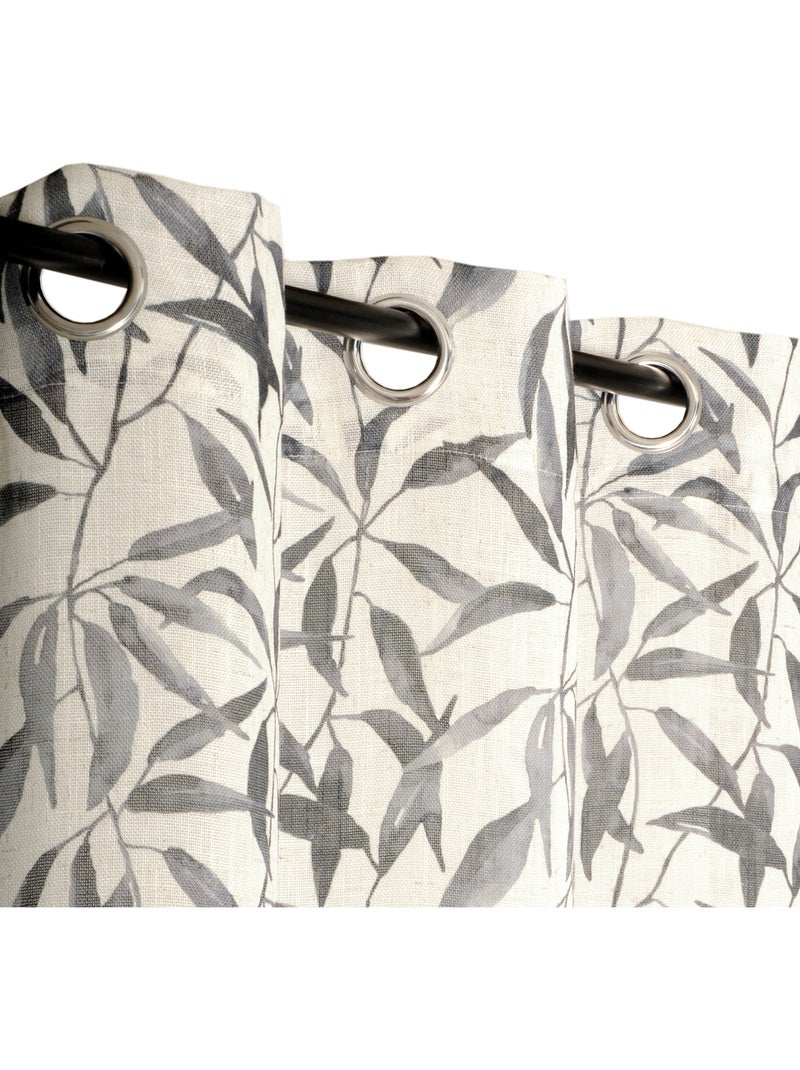 Rideau imprimé feuilles allover à œillets 140x240cm, Anthracite - gris ...