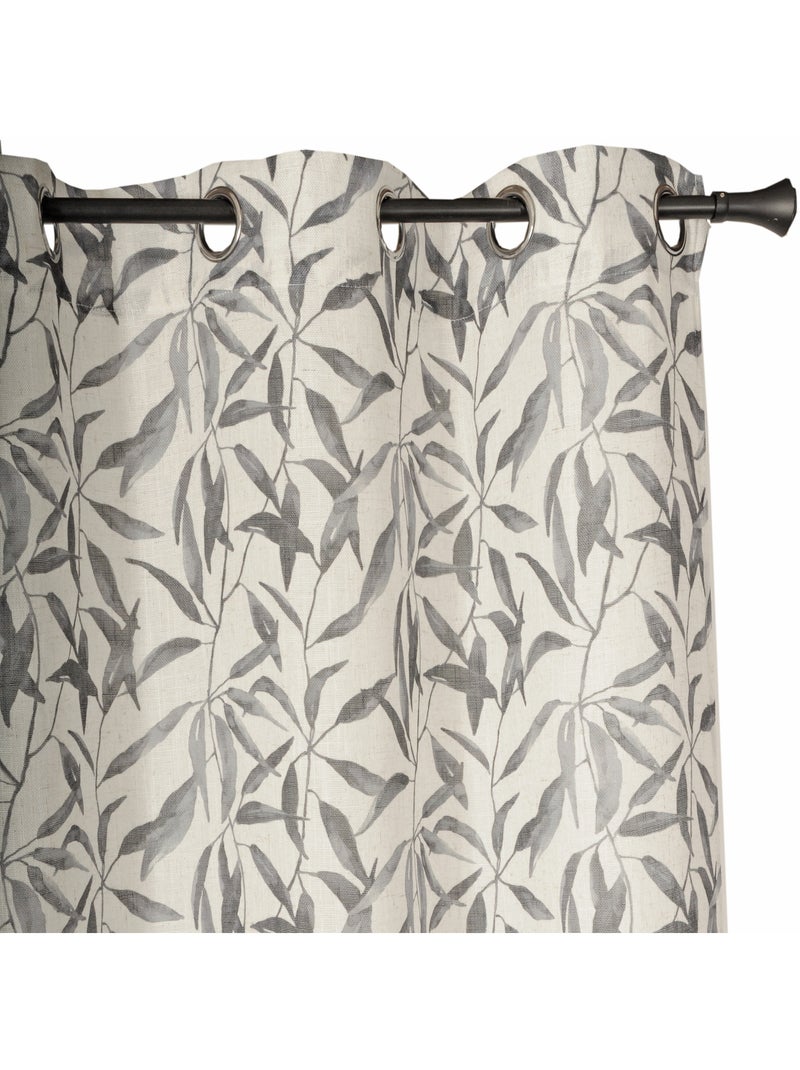 Rideau imprimé feuilles allover à œillets 140x240cm, Anthracite - gris ...