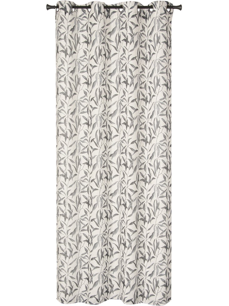 Rideau imprimé feuilles allover à œillets 140x240cm, Anthracite - gris ...