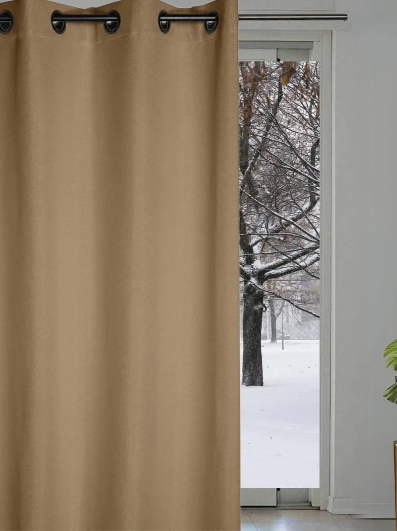 Rideau occultant - - Effet tweed - Marron tabac - 0.00€ - Kiabi