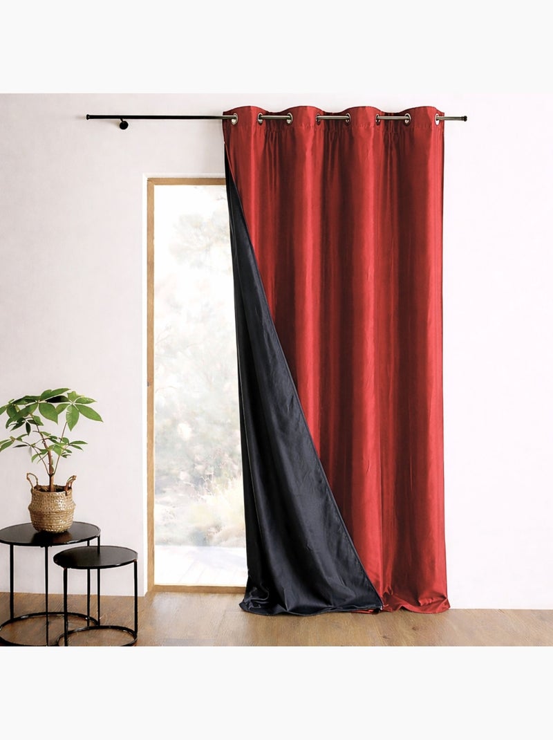 Rideau réversible en taffetas - Rouge brique - Maison - 20.90€ - Kiabi