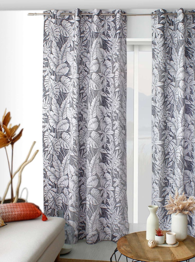Rideau tamisant au style exotique - Gris foncé - Maison - 0.00€ - Kiabi