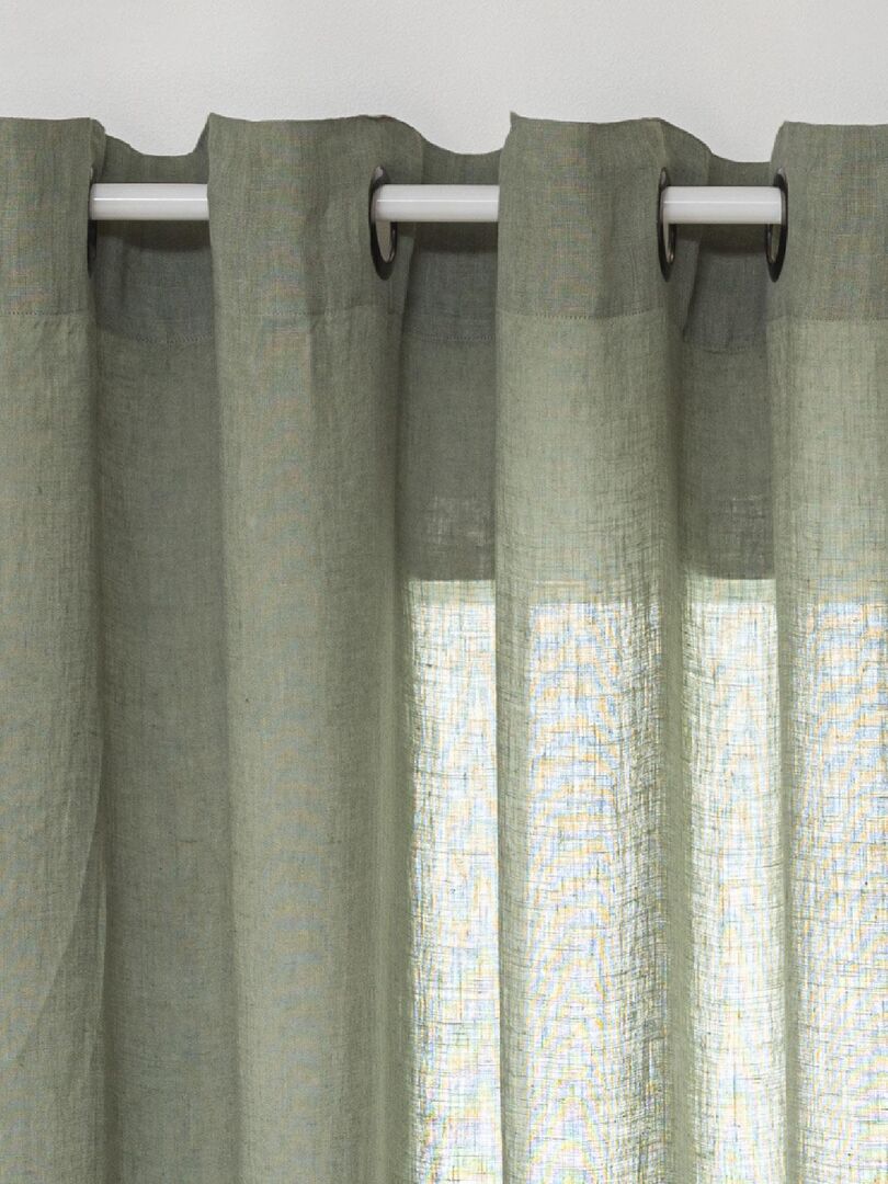 Rideau Voilage 100% lin - Vert olive - Kiabi - 51.74€
