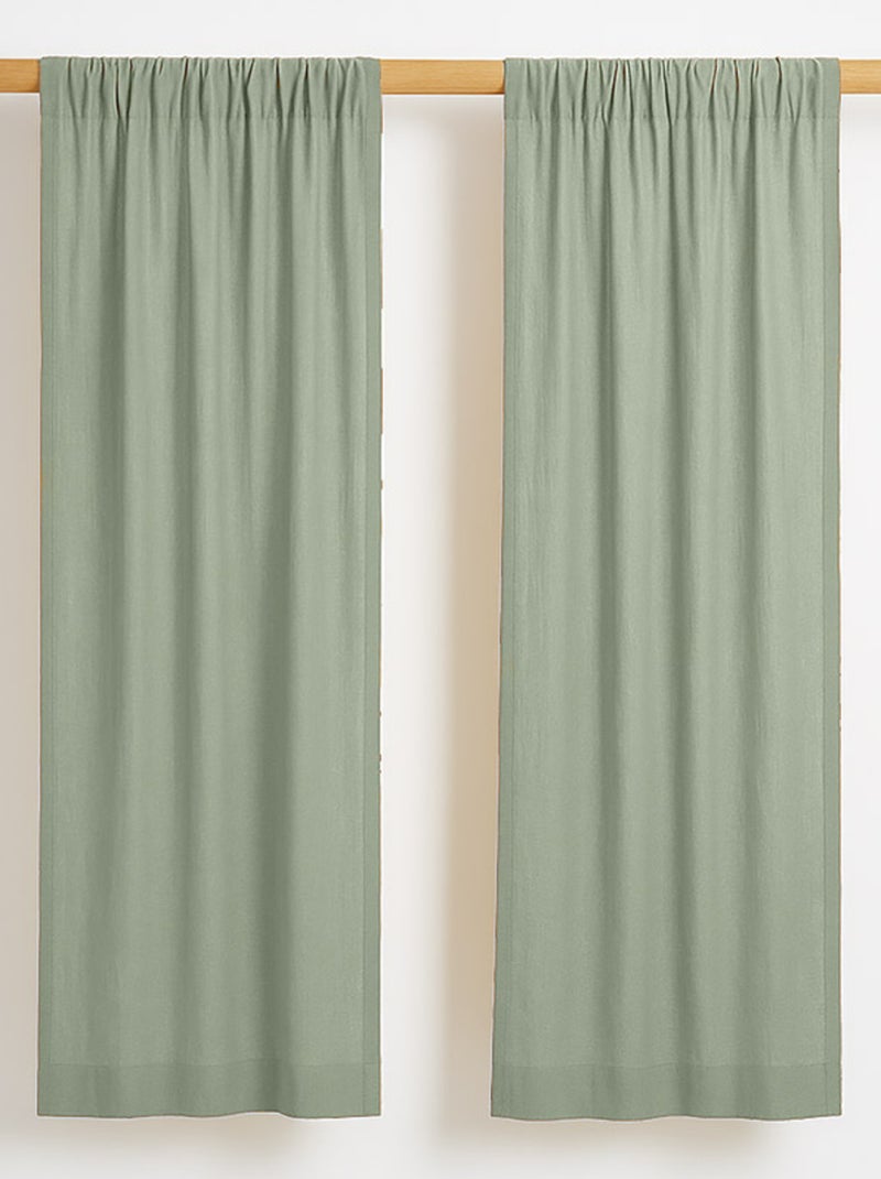 Rideaux en Gaze de Coton Bio Vert - Vert - 79.00€ - Kiabi