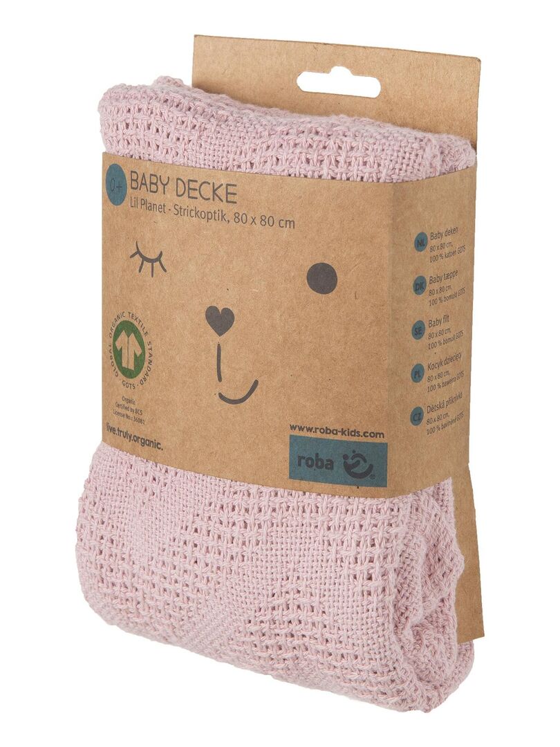 ROBA Couverture Bébé Bio "Lil Planet" Tricoté - 80 x 80 cm - Rose - Rose - Kiabi - 29.90€