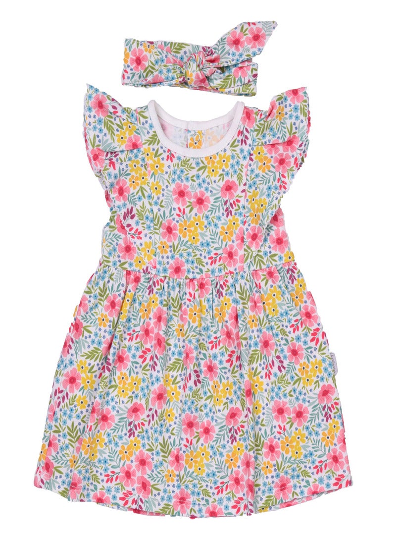 Robe bébé avec bandeau en coton, ANNE - Multicolore - Kiabi - nu€