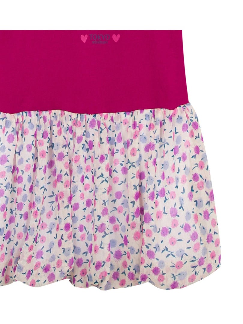 Robe Bi-matière À Volants Bas Forme Boule 'miniman' - Rose framboise ...