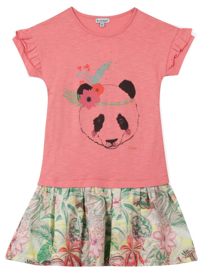 Robe Bi-matière Motif Imprimé Panda 'miniman' - Saumon - 0.00€ - Kiabi