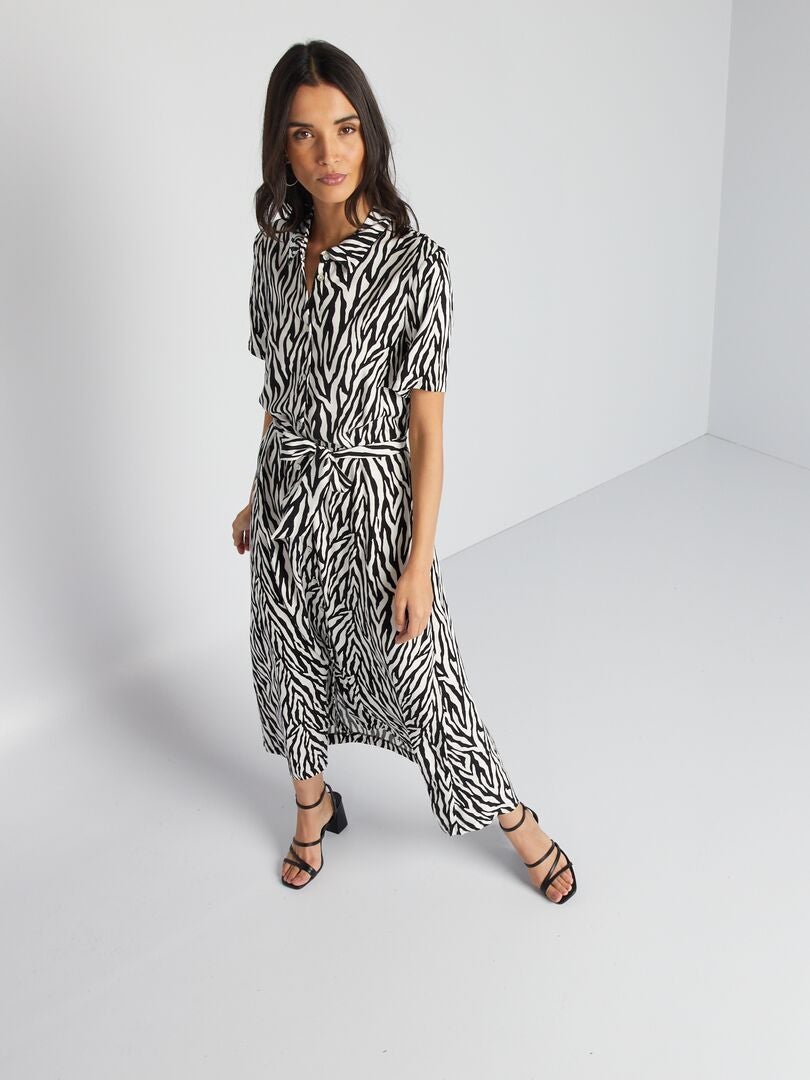 Robe chemise en popeline - Noir - Kiabi - 20.00€