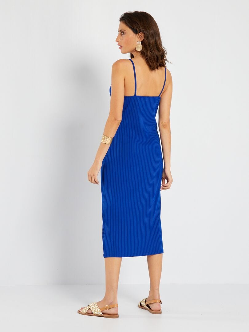 Robe côtelée à fines bretelles - bleu - Kiabi - 10.00€