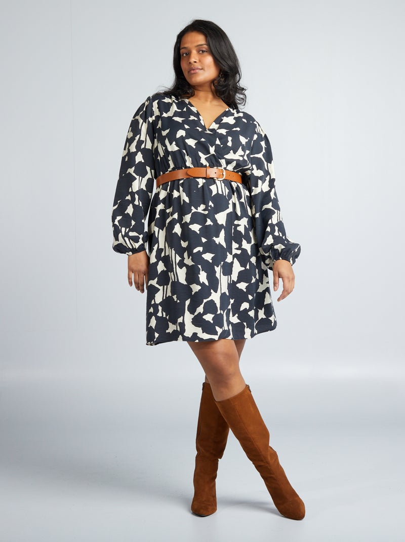 Robe coupe portefeuille - Noir - Grandes tailles - Femme - 27.00€ - Kiabi