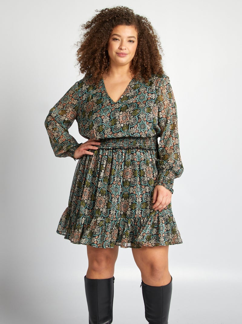 Robe courte avec finition volantée - Noir - Grandes tailles - Femme - 7.50€ - Kiabi