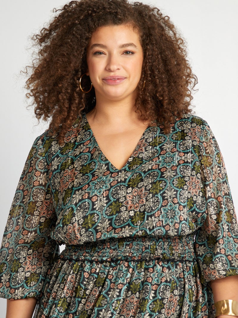 Robe courte avec finition volantée - Noir - Grandes tailles - Femme - 7.50€ - Kiabi