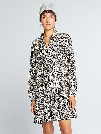 Robe courte évasé en crêpe - Noir - Kiabi - 22.00€