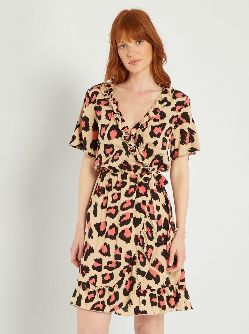 Robe courte cache-cœur 'JDY - Rose - 13.50€ - Kiabi