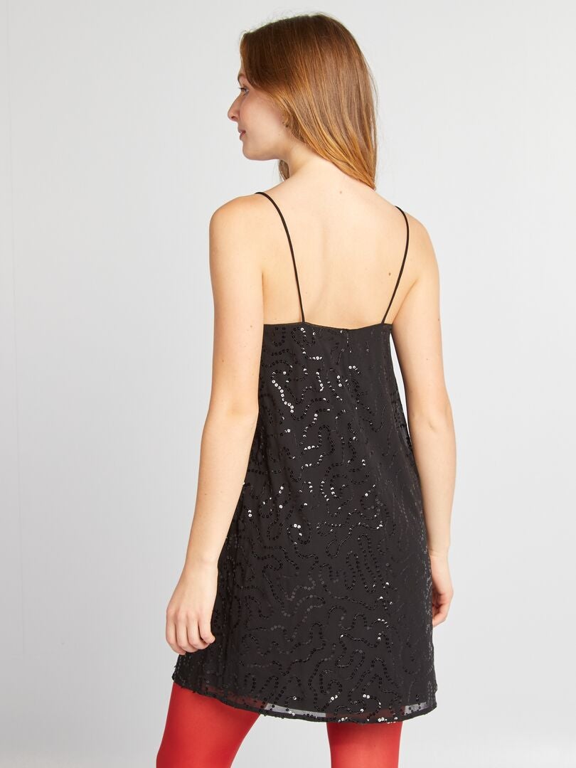 Robe courte droite en sequins - noir - Kiabi - 25.00€