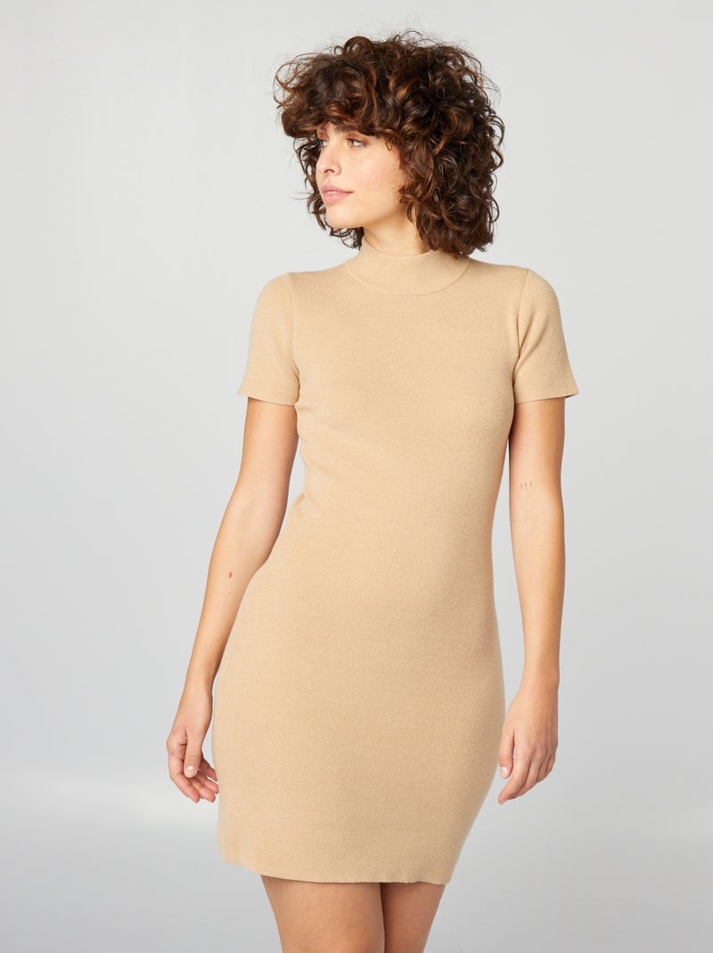 Robe courte en maille - Beige - Femme - 5.40€ - Kiabi