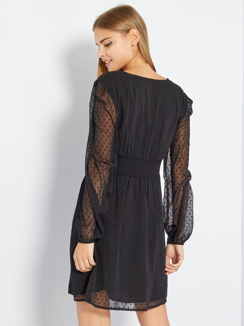 Robe courte en plumetis - noir - Kiabi - 20.00€