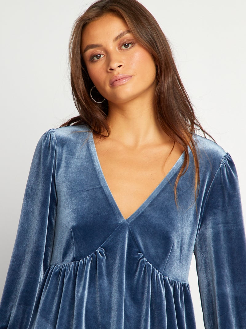 Robe courte en velours - Bleu - Kiabi - 22.00€