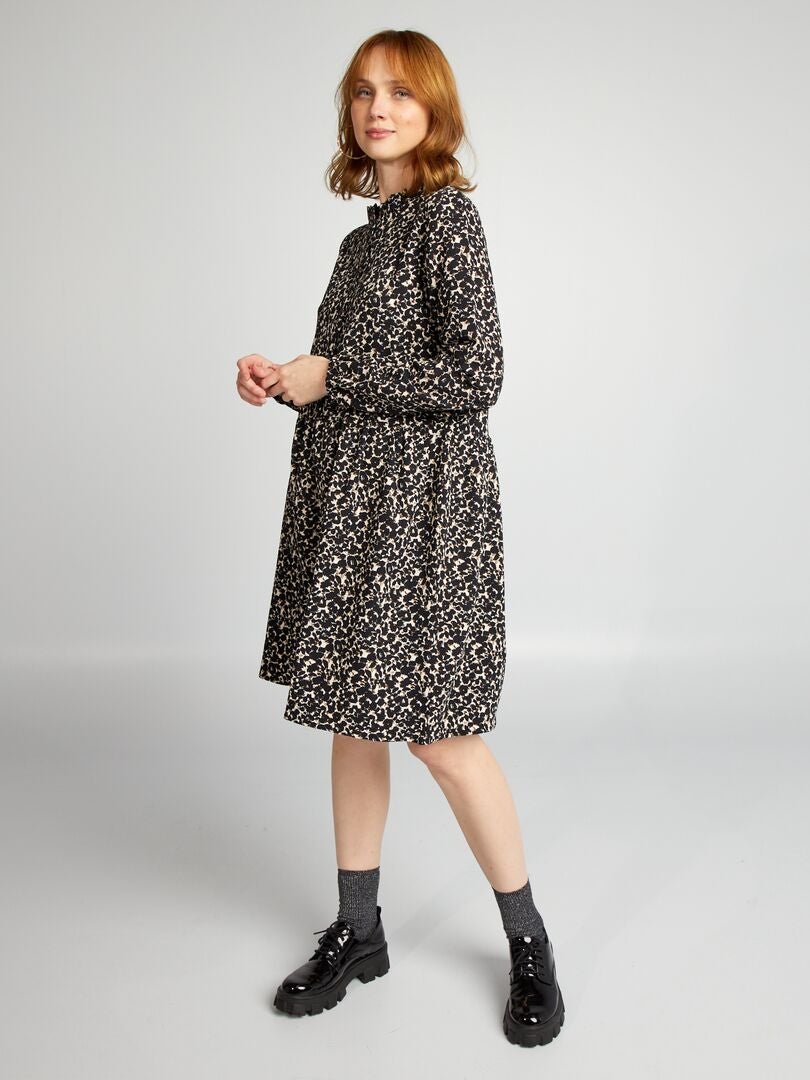 Robe courte évasé en crêpe - Noir - Kiabi - 22.00€