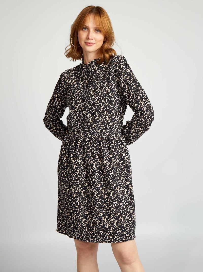 Robe courte évasé en crêpe - Noir - Kiabi - 22.00€