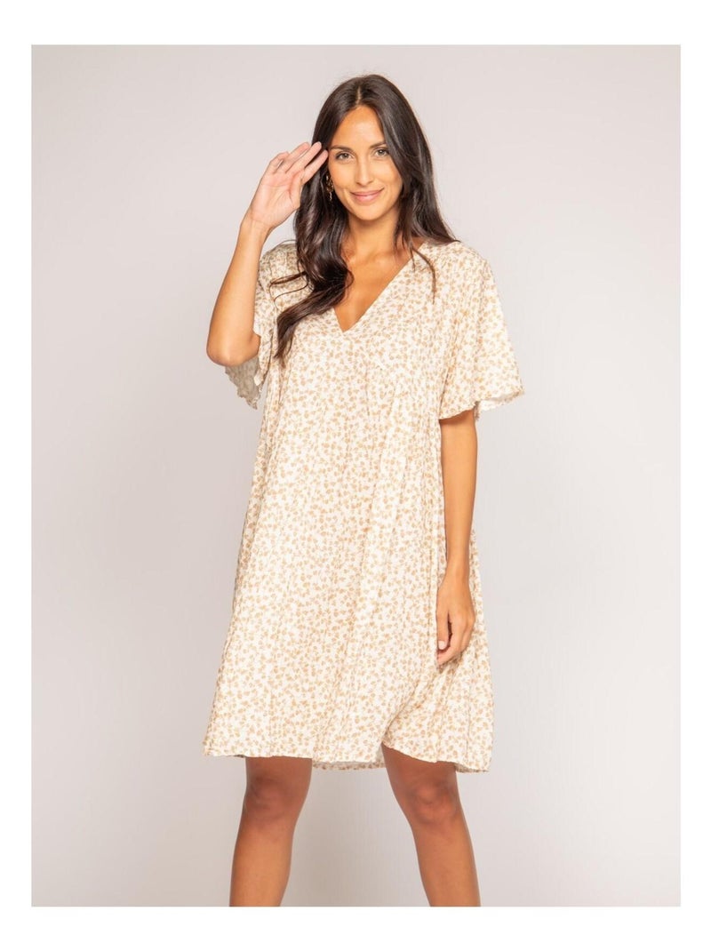 Robe courte motifs IRMIS - Beige - 0.00€ - Kiabi