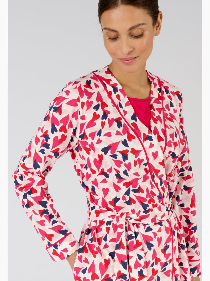 Robe de chambre pur coton peigné - Damart - Blanc - Femme - 19.99€ - Kiabi