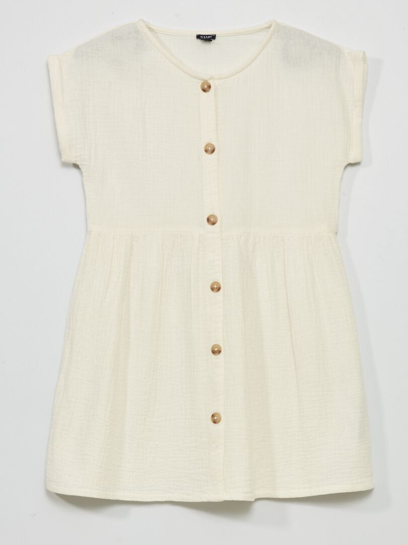 Robe en gaze de coton avec boutons - Blanc - Kiabi - 7.00€