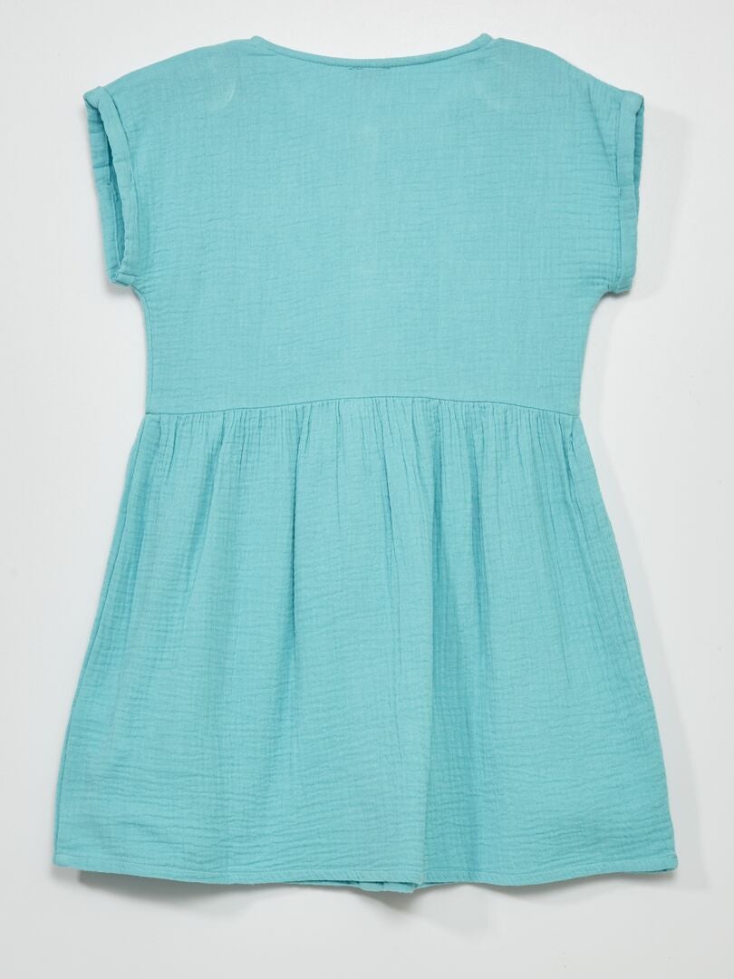 Robe en gaze de coton avec boutons - Bleu - Kiabi - 7.00€