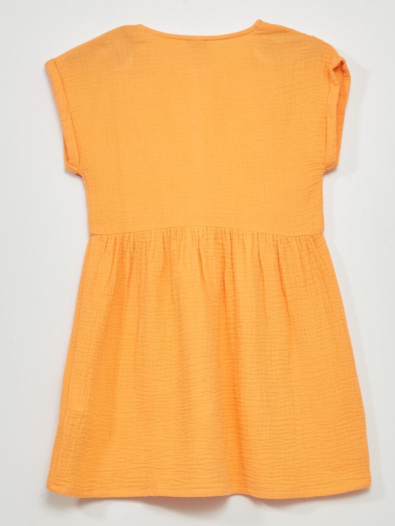 Robe en gaze de coton avec boutons - orange abricot - Kiabi - 7.00€