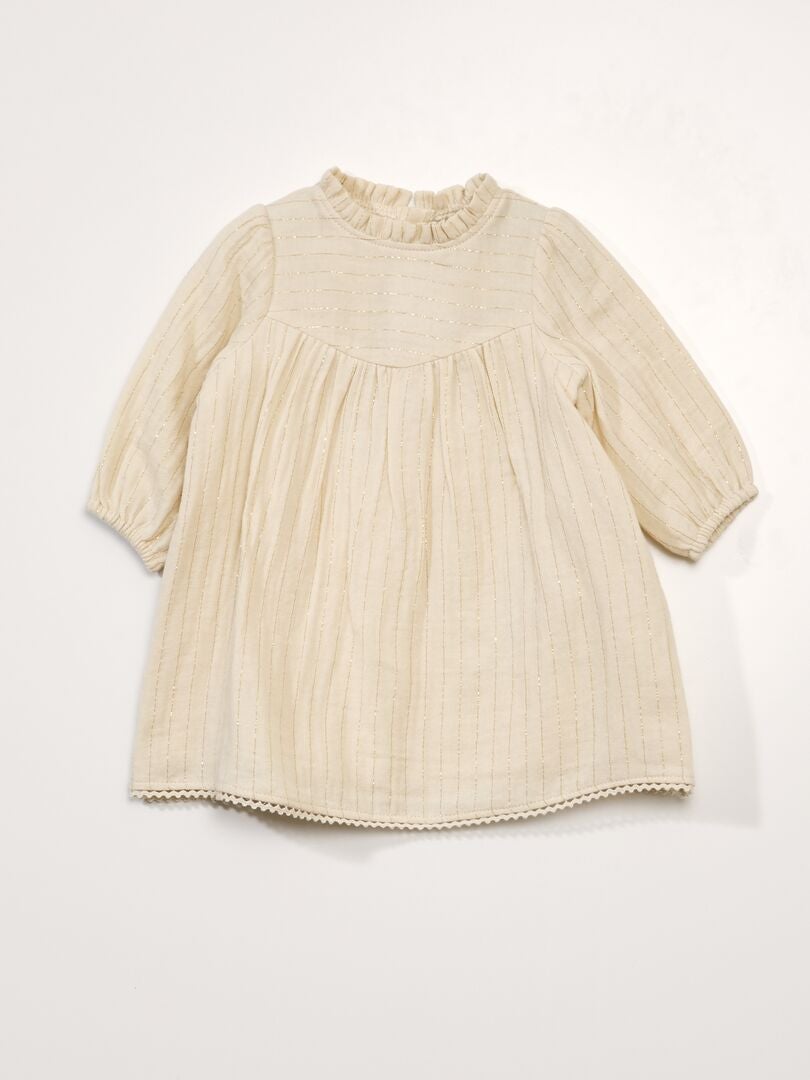 Robe en gaze de coton + collants - 2 pièces - Blanc - Kiabi - 18.00€