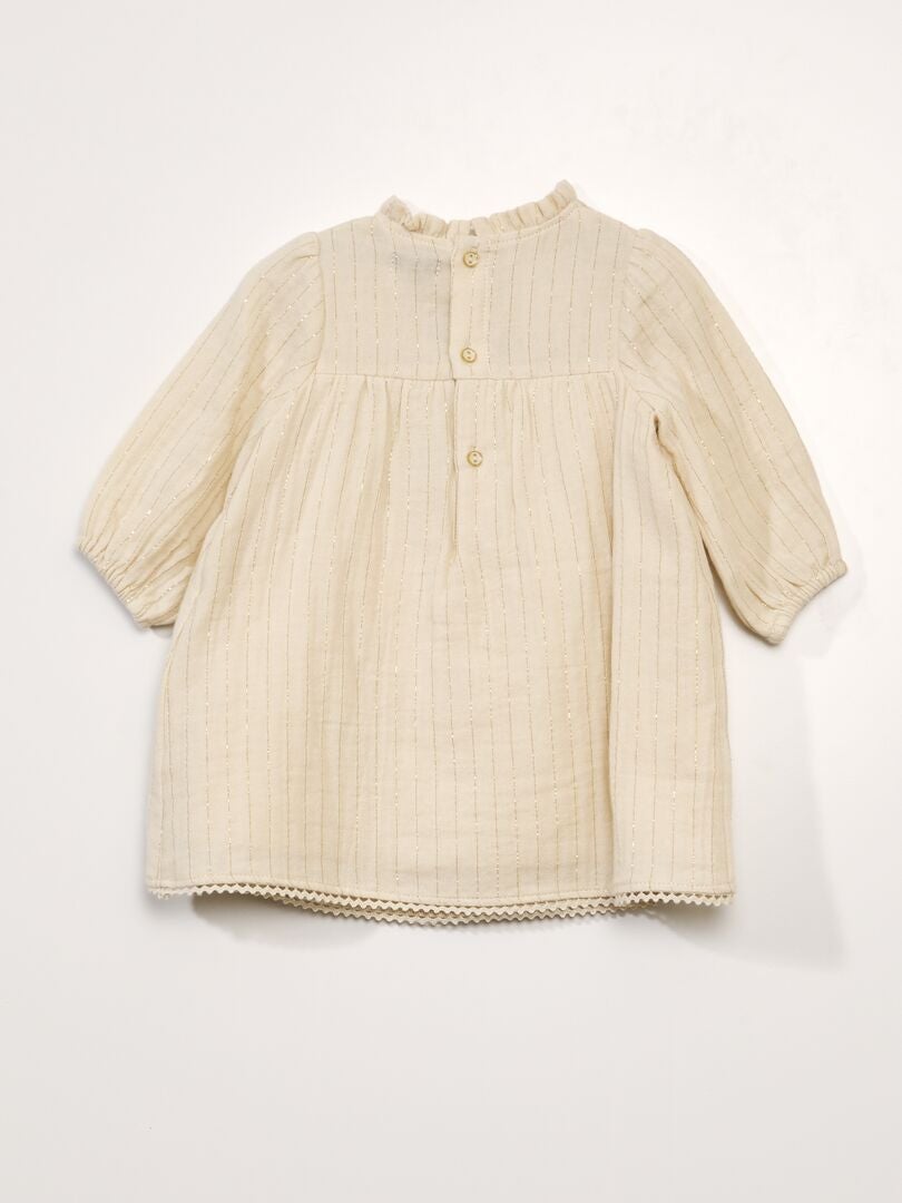 Robe en gaze de coton + collants - 2 pièces - Blanc - Kiabi - 18.00€