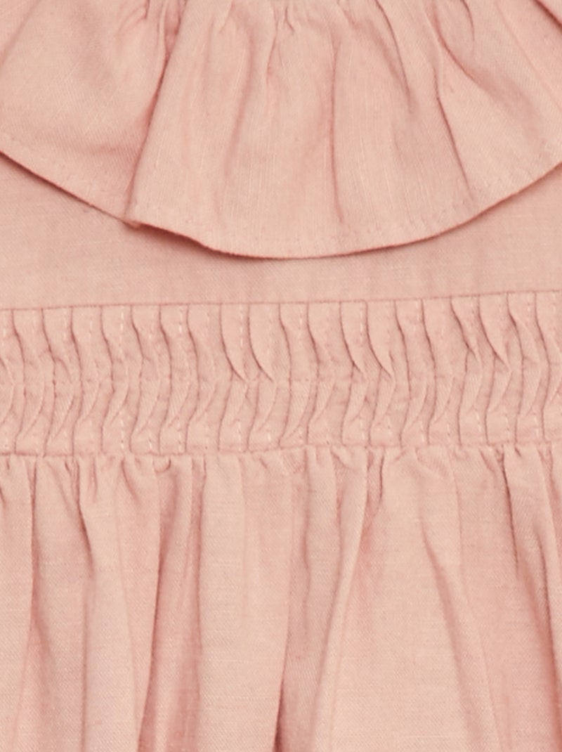 Robe en lin avec collerette - rose - Fille - 6.00€ - Kiabi