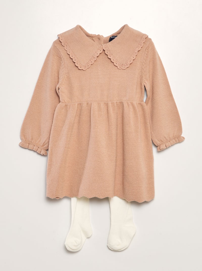 Robe en maille fine + collants - 2 pièces - Rose clair - Kiabi - 5.40€