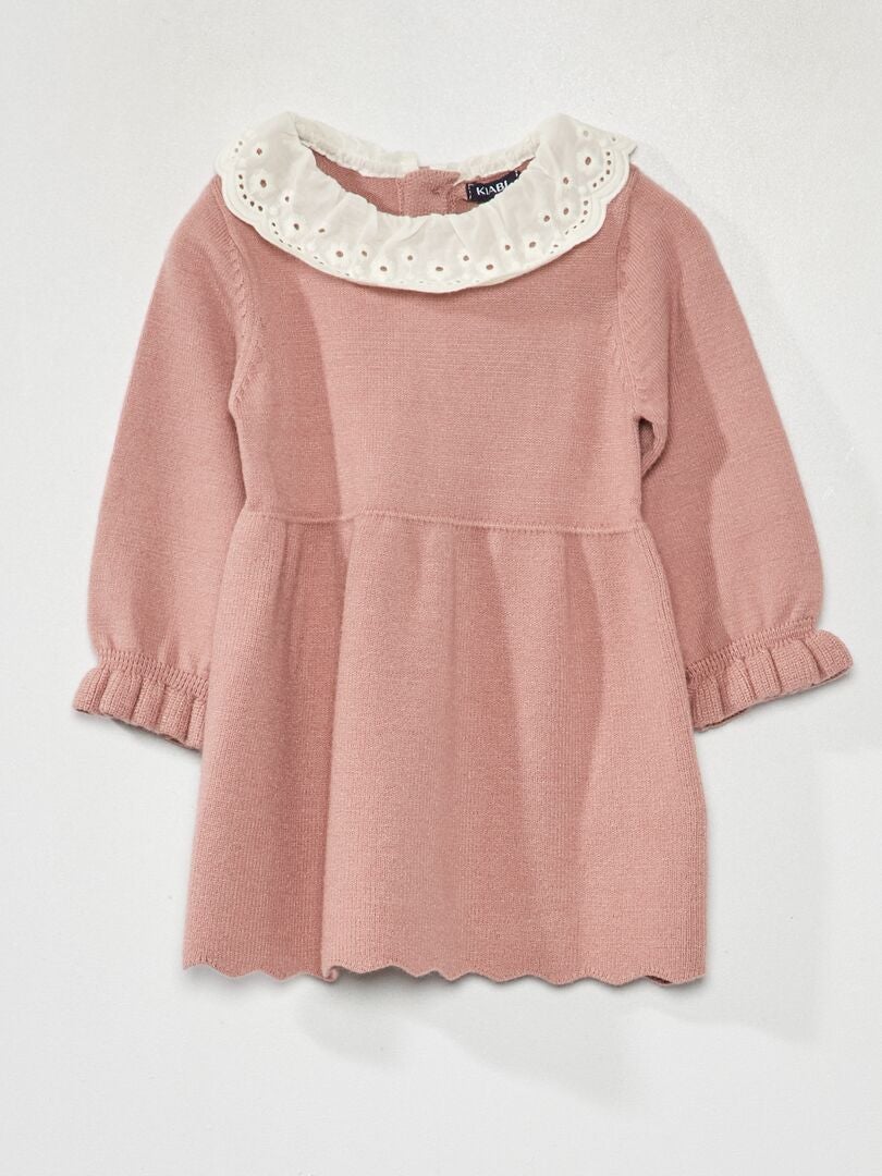 Robe en maille tricot + collants - 2 pièces - Rose - Kiabi - 18.00€