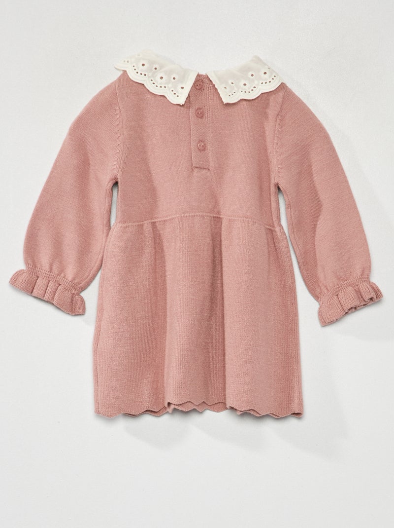 Robe en maille tricot + collants - 2 pièces - Rose - Kiabi - 18.00€