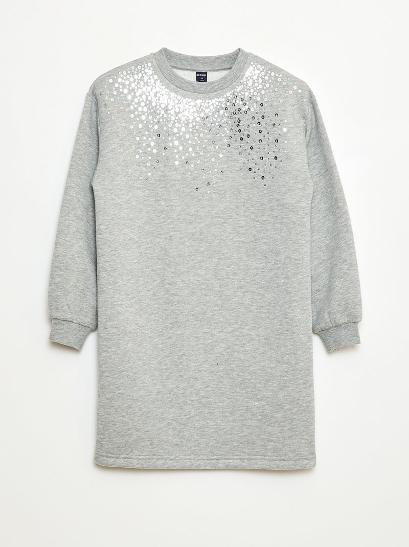 Robe en molleton avec animation sequins pailletés - Gris - Fille - 15. ...