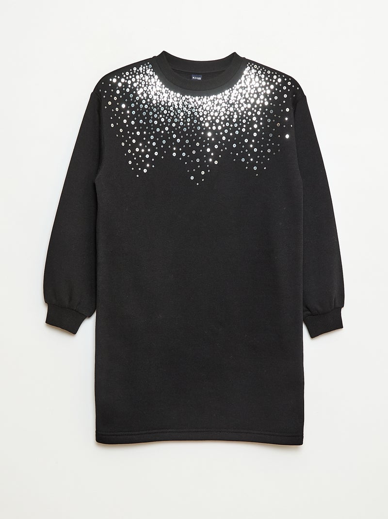 Robe en molleton avec animation sequins pailletés - Noir - Fille - 15. ...