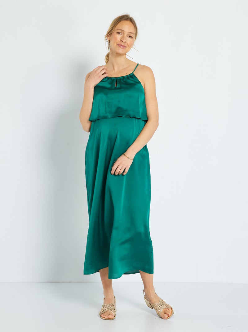 Robe grossesse en satin - Vert - Kiabi - 25.00€