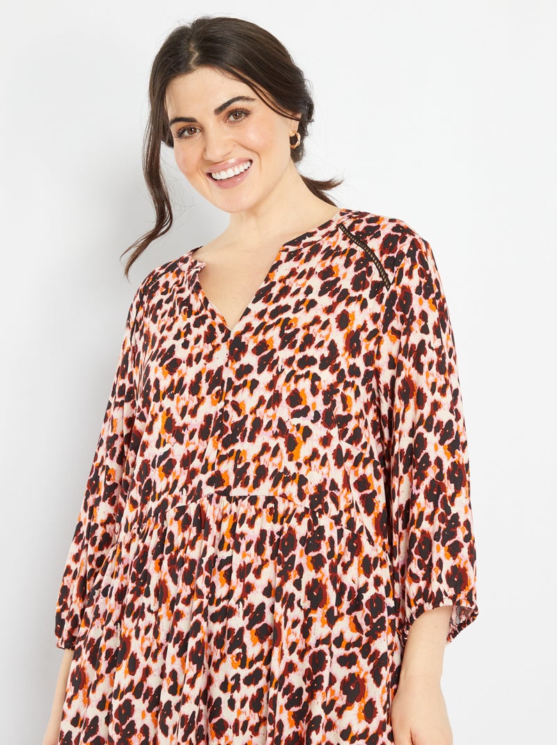 Robe 'léopard' courte 'Only Carmakoma' - Beige - 22.50€ - Kiabi