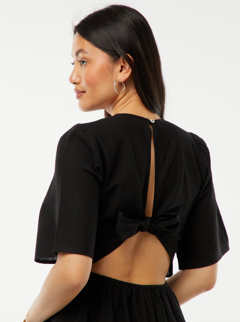 Robe longue base volantée avec dos ouvert - Noir - Femme - 25.00€ - Kiabi