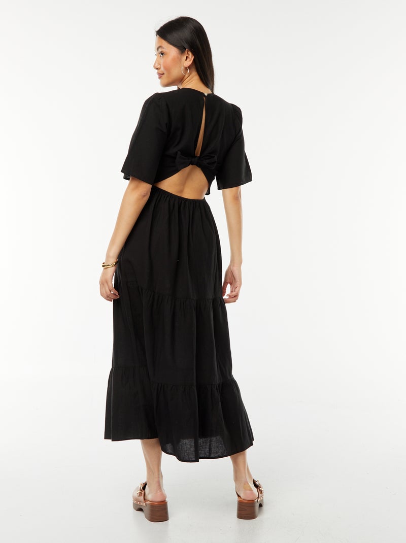 Robe longue base volantée avec dos ouvert - Noir - Femme - 25.00€ - Kiabi