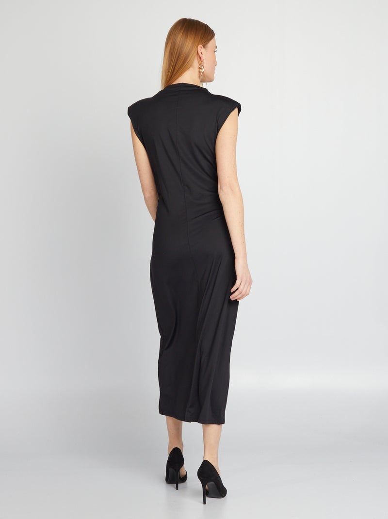Robe longue drapée devant - noir - 4.50€ - Kiabi
