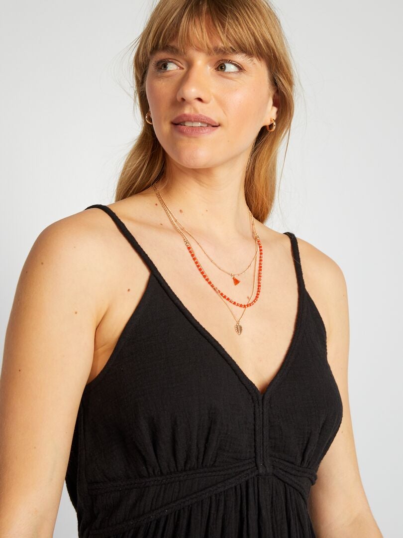 Robe longue en gaze de coton - noir - Kiabi - 15.00€