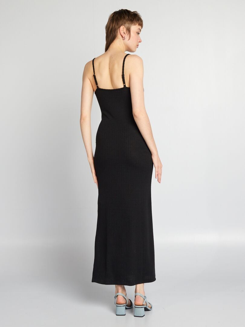 Robe longue en maille - noir - Kiabi - 18.00€