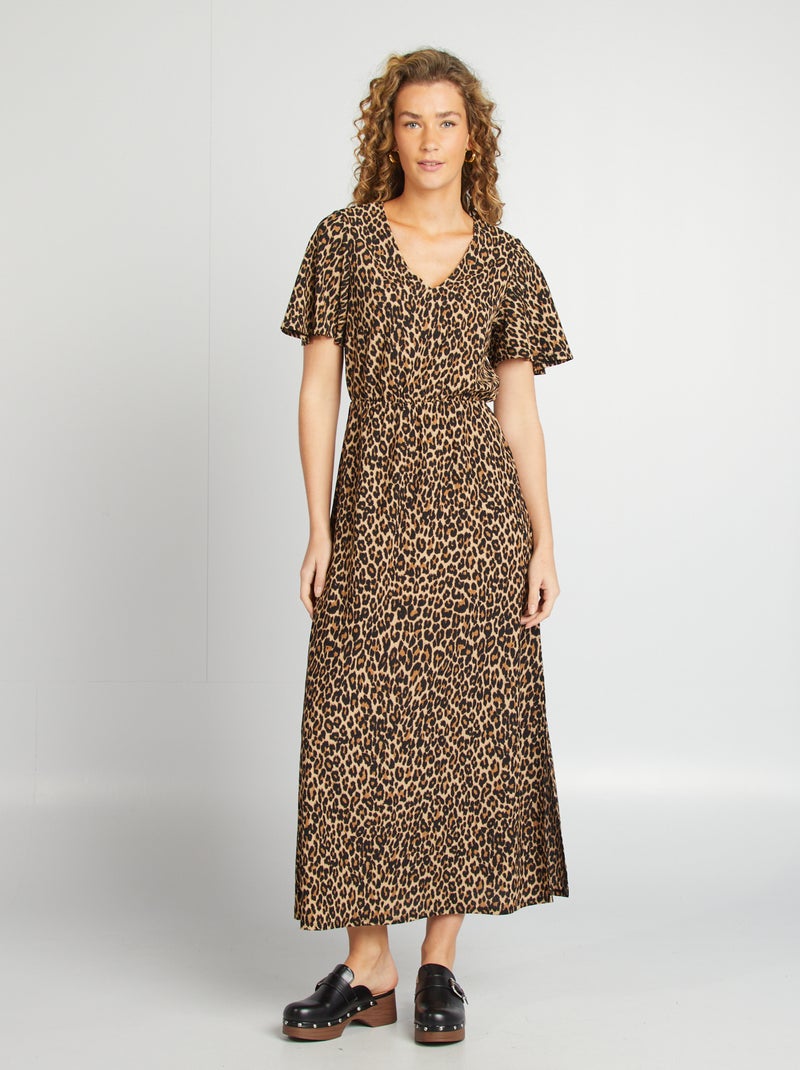 Robe longue en maille stretch - Léopard - Femme - 5.40€ - Kiabi